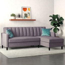 Ecksofa &raquo;Celine, L-Form,&laquo; mit Bett-Funktion und Stauraum. Recamiere beidseitig montierbar grau Webstoff, 100% Polyester B/H/T: 213cm x 83cm x 154cm, 