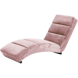 ACTONA GROUP Chaiselongue &raquo;Sigmund&laquo; mit schwarzen, pulverbeschichteten Metallbeinen und Samtvelours Bezug rosa Samtvelours (100% Polyester);Kunstleder
