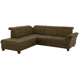 OTTO home Ecksofa &raquo;Solvei L-Form&laquo; wahlweise auch mit Kopfteilverstellung und Schlaffunktion, Federkern gr&uuml;n Luxus-Microfaser Lederoptik (100% 