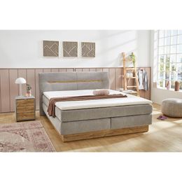 Jockenh&ouml;fer Boxspringbett &raquo;Nika erh&auml;ltlich in der Gr&ouml;&szlig;e 180x200cm&laquo; mit Bettkasten, 7-Zonen-Matratze, Topper, mehrere H&auml;rtegrade w&auml;hlbar grau Bezug Bett: 