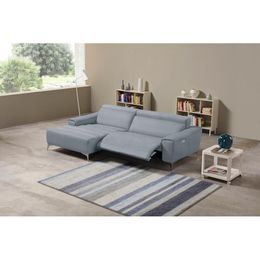 Egoitaliano Ecksofa &raquo;Suzette, Designsofa mit hohem Sitzkomfort&laquo; mit Recamiere, inkl. 1 elektronischen Relaxfunktion, L-Form blau Leder &raquo;NUVOLE&laquo; (Echtes Rindsleder