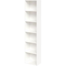 FMD B&uuml;cherregal &raquo;Bitz&laquo; offene F&auml;cher, variable Einlegeb&ouml;den, Breite: 44,4 oder 71,2 cm wei&szlig; Holzwerkstoff B/H/T: 44,4cm x 201cm x 28cm, 6 Stk. offene 