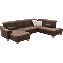 Die PlanBar Wohnlandschaft &raquo;PP-LA23145 U-Form&laquo; inkl. Kopfpolsterverstellung, Federkernpolsterung braun 100% Polyester B/H/T: 341cm x 88cm x 243cm, 