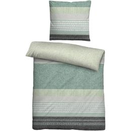 Biberna Bettw&auml;sche &raquo;0004104&laquo; 2 Stk. wohlig warm + weich, pflegeleicht, 100% Baumwolle, Rei&szlig;verschluss gr&uuml;n Feinbiber, Obermaterial: 100% Baumwolle B/L: 135cm 