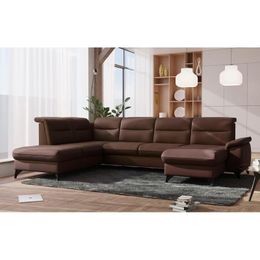 Sit & More sit&more Wohnlandschaft &raquo;Astoria U-Form&laquo; wahlweise mit motorischer Relaxfunktion braun 100% Polyester B/H/T: 329cm x 91cm x 225cm, Luxus-Microfaser 