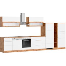 KOCHSTATION K&uuml;chenzeile &raquo;KS-Wien&laquo; Breite 420 cm, wahlweise mit E-Ger&auml;ten wei&szlig; B/H/T: 420cm x 200cm x 60cm, ohne E-Ger&auml;te
