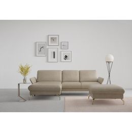 Sit & More sit&more Ecksofa &raquo;Fashion L-Form&laquo; wahlweise mit Kopfteilverstellung, Vorziehsitz, motorisch, Nickelf&uuml;&szlig;e beige B/H/T: 253cm x 84cm x 165cm, Luxus-