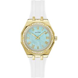 Guess Damen Quarzuhr &raquo;DESIRE&laquo; Armbanduhr, Damenuhr, Silikonarmband wei&szlig; Einheitsgr&ouml;&szlig;e