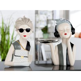 Gilde Dekofigur &raquo;Figur Girl mit Kopfh&ouml;rer&laquo; bunt Edelstahl B/H/T: 24cm x 27cm x 17cm