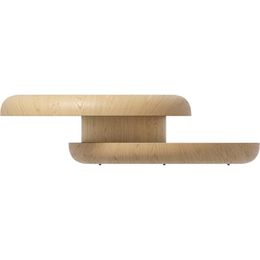 Salesfever Couchtisch &raquo;drehbar - runder Design-Wohnzimmertisch aus Holz&laquo; 1 Stk. tlg. Stilvoller & moderner Tisch mit Echtholzfurnier, &Oslash; 90 cm beige 