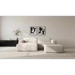 Inosign Ecksofa &raquo;Koa,228cm, L-Form, Modulsofa, Webstoff, Cord, Struktur, Chenille&laquo; Designsofa, Set, Hocker inklusive, weicher Lounge-Sitzkomfort wei&szlig; 