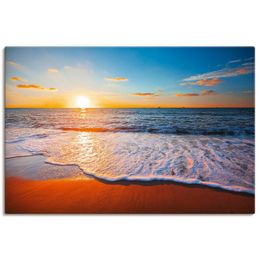 Artland Wandbild &raquo;Sonnenuntergang und das Meer&laquo; Strand 1 Stk. tlg. als Leinwandbild, Poster in verschied. Gr&ouml;&szlig;en blau B/H/T: 60cm x 40cm, Leinwandbild Strand 