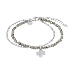 Tom Tailor Damen Tom Tailor Armband &raquo;Schmuck Geschenk Edelstahl Kleeblatt&laquo; mit Glassteine 20cm, Edelstahl