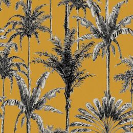 WOW Vliestapete &raquo;Vintage palm Ocker&laquo; FSC zertifiziert, mit lebhaftem Druck, 10 Meter L&auml;nge gelb Vlies B/L: 0,52m x 10m, Rollen: 1