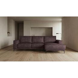OTTO home Ecksofa &raquo;OLAND Luxus-Microfaser L-Form, B: 280 cm, Skandi-Design&laquo; L-Form, 280 cm, Wellenunterfederung, Skandi-Design, Metallf&uuml;&szlig;e braun 