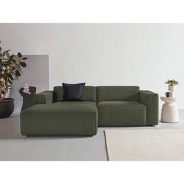 Home Affaire Ecksofa &raquo;Noord mit Kedernaht, Breite 234 cm, L-Form&laquo; Cord, Struktur, Webstoff, mit Wellenunterfederung, Massivholzrahmen gr&uuml;n 100% PES B/