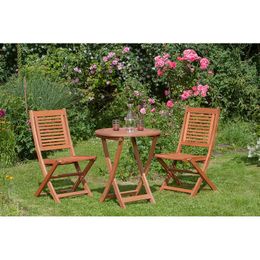Merxx Garten-Essgruppe &raquo;&raquo;Cordoba&laquo;&laquo; Set, Ge&ouml;ltes Eukalyptusholz, 3 Stk. tlg. Tisch klappbar: &Oslash;x H: 65x75 cm beige Massivholz Einheitsgr&ouml;&szlig;e