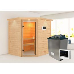 Karibu Sauna &raquo;Mia (Fronteinstieg)&laquo; Ofen 9 KW externe Strg easy beige (ohne Ofen)
