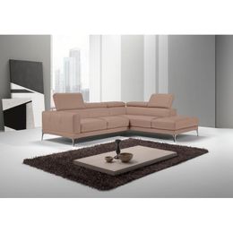 Egoitaliano Ecksofa &raquo;Claudie, Designsofa mit extrakomfortablem Sitzkomfort, L-Form&laquo; Inkl. Kopfteilverstellung, L-Form rosa Luxus-Microfaser (100% Polyester) Leder