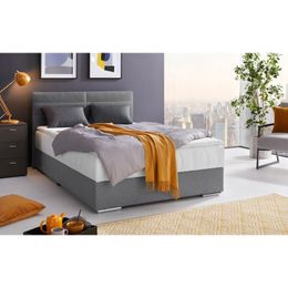 COTTA Boxbett &raquo;Tom mit Bettkasten, Topper und Zierkissen&laquo; Bestseller, Unser Dauertiefpreis grau Polyester Stoff Karo Polyester Komfortschaumtoppper 