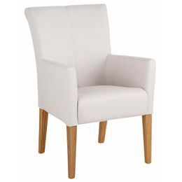 Home Affaire Armlehnstuhl &raquo;King&laquo; () Esszimmerstuhl mit bequemer Polsterung, Esszimmersessel mit Armlehnen beige Polyester B/H/T: 60cm x 92cm x 65cm, 