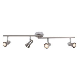 Brilliant LED Deckenstrahler &raquo;Sanny&laquo; GU10 LED Spotrohr 4flg eisen/chrom, 15,5cm H&ouml;he, GU10 max. 7W, Metall silber 4, H: 13,5cm