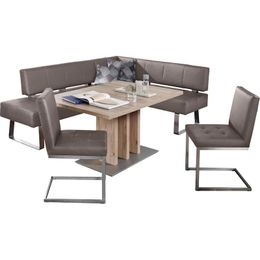 K+w Komfort & Wohnen K+W Komfort & Wohnen Eckbankgruppe &raquo;Spider II&laquo; Set, 4 Stk. tlg. langer Schenkel 195cm, 2 Freischwinger, Auszugstisch in Breite 120 cm braun B/H/T: 