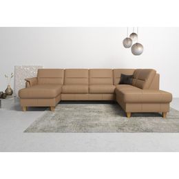 Home Affaire Wohnlandschaft &raquo;Palmera U-Form, B: 308 cm&laquo; optional Schlaffunktion & Bettkasten, Federkern braun Luxus-Microfaser (100% Polyester);