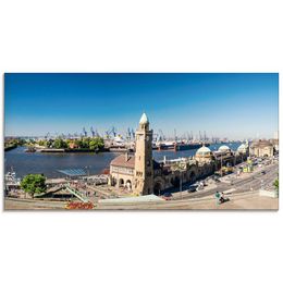 Artland Glasbild &raquo;Hamburg St. Pauli Landungsbr&uuml;cken&laquo; Deutschland 1 Stk. tlg. in verschiedenen Gr&ouml;&szlig;en beige B/H/T: 100cm x 50cm, Glasbild Deutschland 