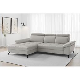 Sit & More sit&more Ecksofa &raquo;Vanity L-Form, B: 264 cm, Leder&laquo; Inkl.Sitz-,Kopf-und Armteilverstellung grau B/H/T: 264cm x 84cm x 181cm, NaturLEDER Stoff, 