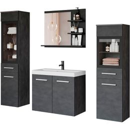 Welltime Badm&ouml;bel-Set &raquo;MADRIT&laquo; Komplett-Set, mit Waschbecken, 5 Stk. tlg. schwarz Holzwerkstoff B/H/T: 120cmcm x 131,5cmcm x 34,5cmcm