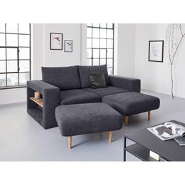 LOOKS by Wolfgang Joop 3-Sitzer &raquo;Looksvb&laquo; Verwandlungssofa: aus Sofa wird Sofa mit 2 Hockern, mit Regalfunktion blau B/H/T: 212cm x 96cm x 107cm, 