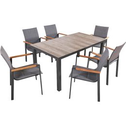 Garden Pleasure Garten-Essgruppe &raquo;RANA&laquo; 7 Stk. tlg. grau Massivholz Einheitsgr&ouml;&szlig;e