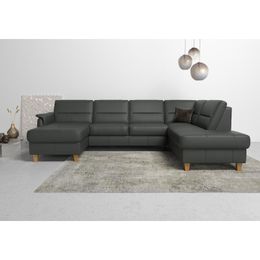 Home Affaire Wohnlandschaft &raquo;Palmera U-Form, B: 308 cm, gro&szlig;e Stoff + Leder Auswahl&laquo; optional Schlaffunktion & Bettkasten, Federkern, XXL-