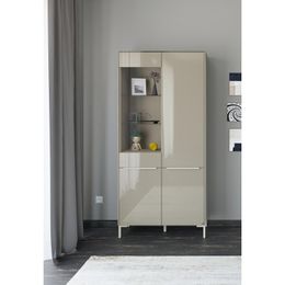 set one by Musterring Standvitrine &raquo;Reno&laquo; 1 Stk. tlg. Mit Winkelfu&szlig; in diversen Farben, 199 cm H&ouml;he & Farbauswahl beige Glas, Holzwerkstoff taupematt 