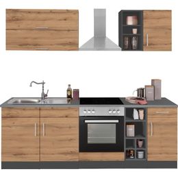 KOCHSTATION K&uuml;chenzeile &raquo;KS-Colmar&laquo; ohne E-Ger&auml;te, Breite 240 cm grau B/H/T: 240cm x 60cm