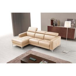 Egoitaliano Ecksofa &raquo;Matt, erstklassiger Sitzkomfort, aufwendige Detailverarbeitung, L-Form&laquo; mit verstellbaren Kopfteilen zum Relaxen beige Leder &raquo;BULL&laquo; (echtes 