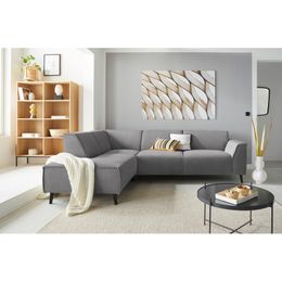 DOMO collection Ecksofa &raquo;Amora, bequem und zeitlos, L-Form&laquo; mit Federkern, Fu&szlig;h&ouml;he passend f&uuml;r g&auml;ngige Saugroboter! grau B/H/T: 263cm x 81cm x 191cm, 