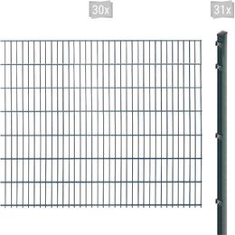 Arvotec Doppelstabmattenzaun &raquo;EXCLUSIVE 143 zum Einbetonieren&laquo; Zaunh&ouml;he 143 cm, Zaunl&auml;nge 2 - 60 m grau Kunststoff, Stahl H/L: 143cm x 60m, Pfosten: 31 Stk.