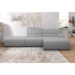 Egoitaliano Ecksofa &raquo;Babouche, Designsofa mit au&szlig;ergew&ouml;hnlichem Sitzkomfort zum Wohlf&uuml;hlen&laquo; grau Leder &raquo;BULL&laquo; (echtes Rindsleder). Geschliffenes, pigmentiertes 
