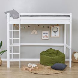 Hoppekids Hochbett &raquo;ECO Dream&laquo; 90x200 Massiv, umbaubar zum Einzelbett wei&szlig; Liegefl&auml;che B/L: 90cm x 200cm, kein H&auml;rtegrad, kein H&auml;rtegrad