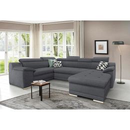 Quelle mit Kopfteilverstellung, wahlweise mit Schlaffunktion grau Kunstleder SOFTLUX ;Luxus-Microfaser ALTARA NUBUCK (100% Polyester);Struktur ( 100% 
