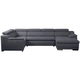 Quelle &raquo;Andiamo U-Form, B: 336 cm, Kopfteilverstellung, XXL-Sofa&laquo; mit Schlaffunktion, frei stellbar, Couch f&uuml;r Wohnkomfort grau Kunstleder SOFTLUX ;Luxus-