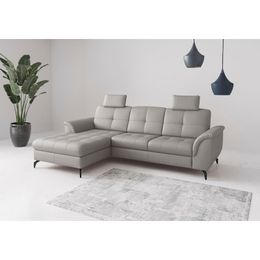 Sit & More sit&more Ecksofa &raquo;Zora&laquo; B/H/T: 262cm x 92cm x 164cm, NaturLEDER , Recamiere links,mit Bett,mit Bettkasten,R&uuml;cken Spannstoff