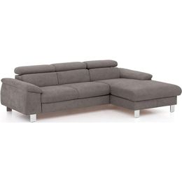 COTTA Ecksofa &raquo;Komaris L-Form, B: 244 cm&laquo; mit Kopfteilverstellung, optional Schlaffunktion, Bettkasten & Licht Microfaser PRIMABELLE (100% Polyester);