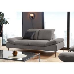 W.Schillig 2-Sitzer &raquo;enjoy&MORE&laquo; Sitztiefenverstellung, F&uuml;&szlig;e bronze pulverbeschichtet, Breite 202 cm grau Chenille-Flachgewebe R66 (85% Polyester, 15%