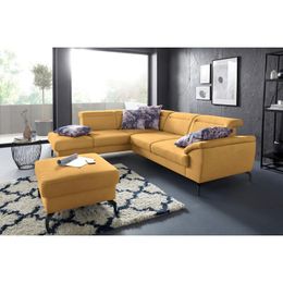 Sit & More sit&more Ecksofa &raquo;Percy L-Form&laquo; 15 cm Fu&szlig;h&ouml;he, Sitztiefenverstellung, wahlweise in 2 Fu&szlig;farben gelb B/H/T: 270cm x 80cm x 235cm, Luxus-Microfaser 