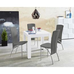 OTTO home Essgruppe &raquo;LynnNico&laquo; Set, Set: Esstisch 80 x 80 cm und 4 St&uuml;hle mit pflegeleichtem Kunstleder grau B/H/T: 80cm, Kunstleder