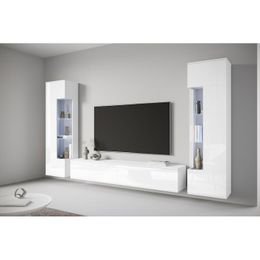 OTTO home Wohnwand &raquo;Kenia, Vitrine T&uuml;ranschlag links/rechts wechselbar&laquo; 3 Stk. tlg. wei&szlig; Glas, Hartfaserplatte, Holzwerkstoff, Kunststoff B/H/T: 