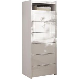 Home Affaire Kommode &raquo;Malmo, Schubkastenkommode B/T/H 52/40/135 cm, mit 6 Schubk&auml;sten,&laquo; offene Ablage, Top 22 mm stark, Metallgriff, Weiss Hochglanz 